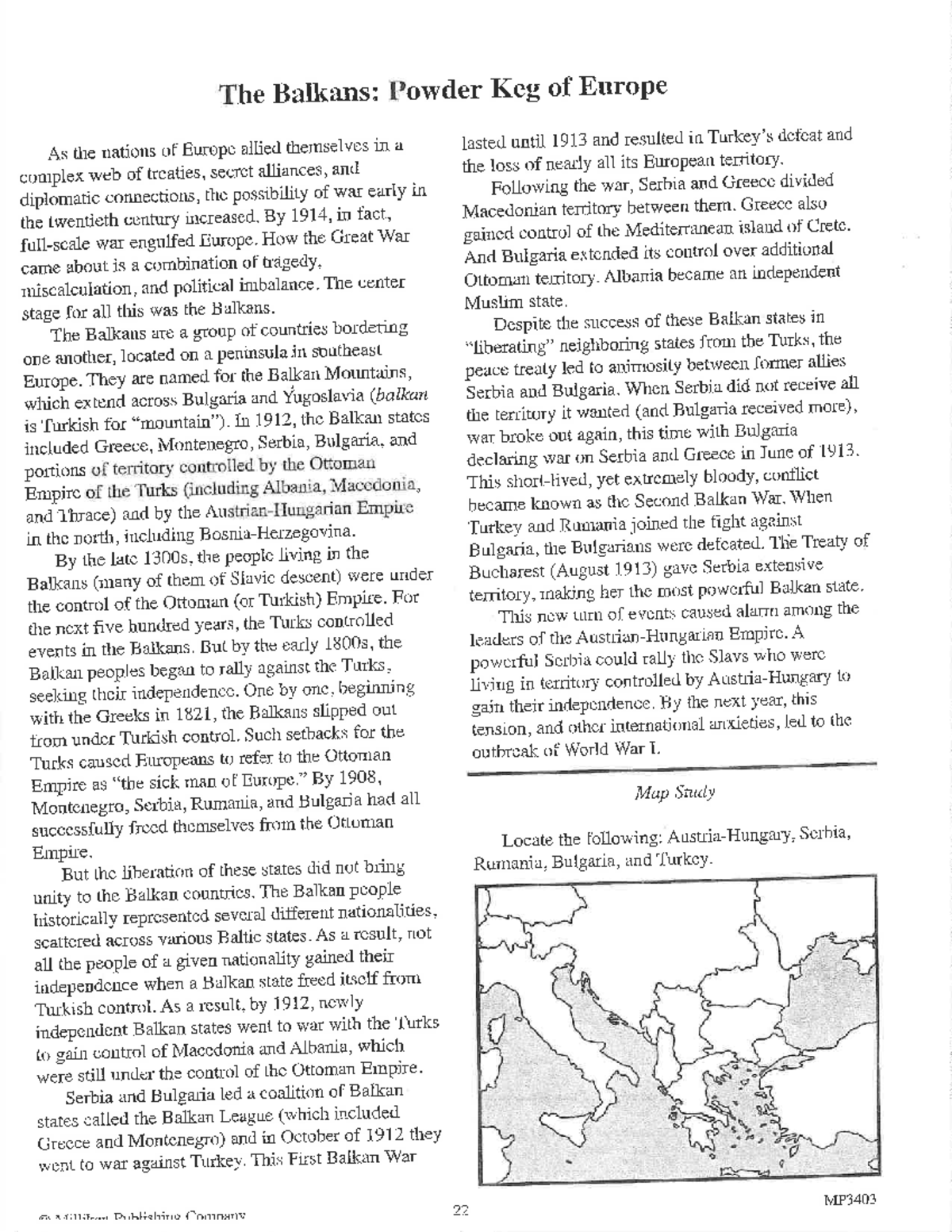 MP3403: Balkans - Powder Keg of Europe Reading Notes - Studocu
