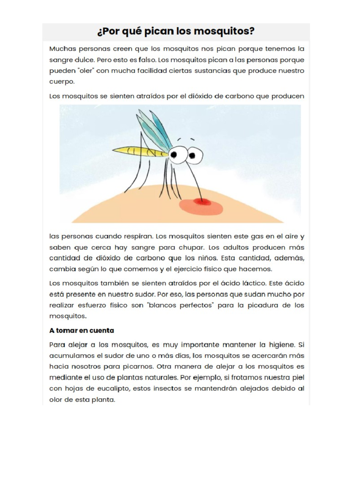 Por qué Pican los Mosquitos? Explicación Científica y Consejos - Studocu