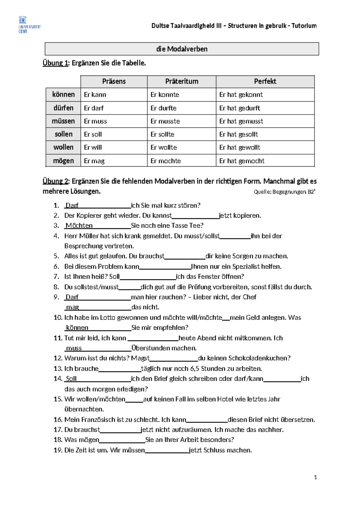 Handout - Modalverben - oefeningen - die Modalverben Übung 1 : Ergänzen ...