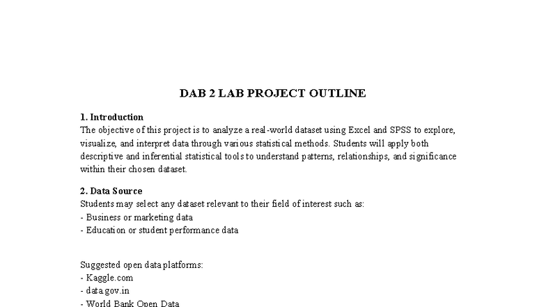 DAB 2 Final Project Lab: Data Analysis with Excel & SPSS - Studocu
