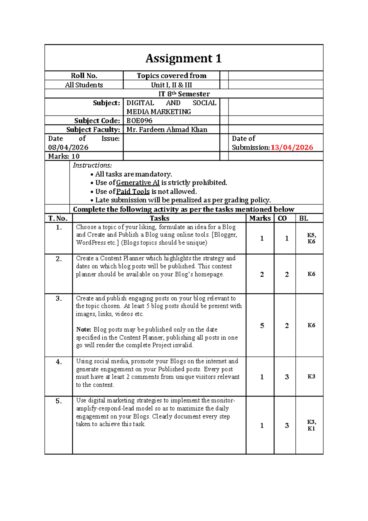 Assignment 1: Digital & Social Media Marketing - BOE096 - Studocu