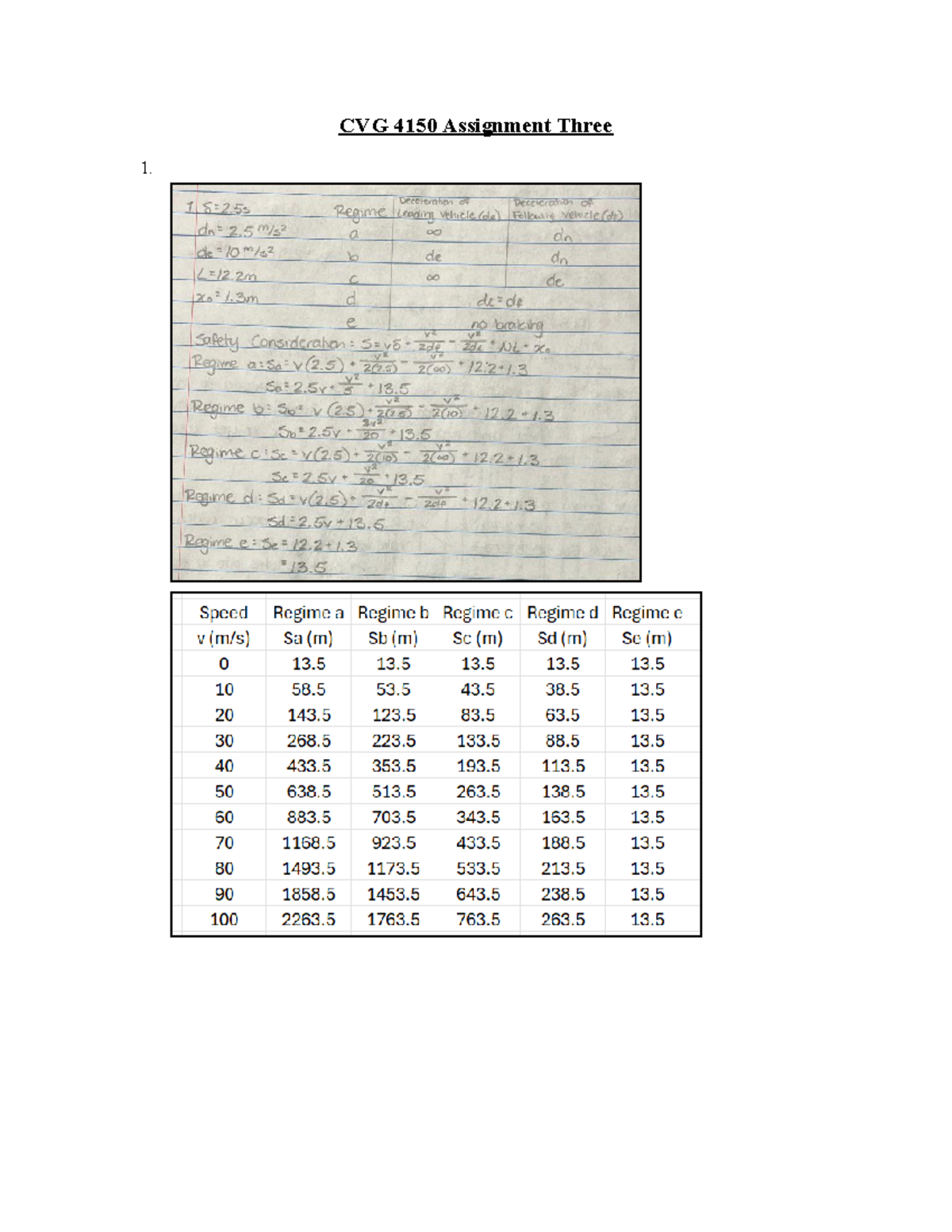 CVG 4150 Assignment Three - 1 Deceleration of Deceleration OF Regime ...
