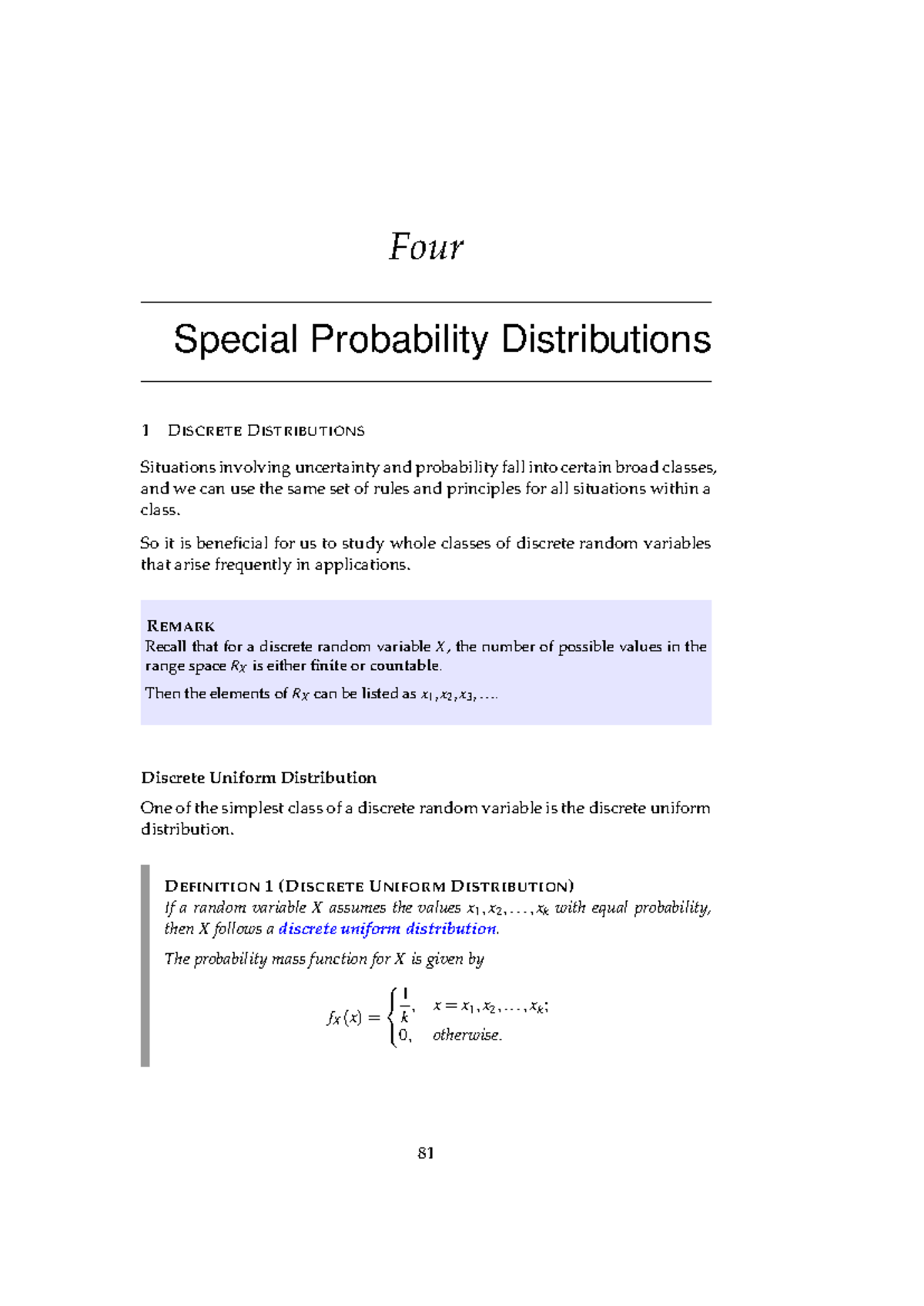 ST2334 Lecture Notes - Special Probability Distributions (Chapter 04 ...