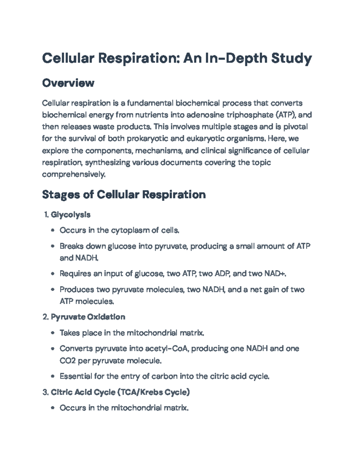 Cellular Respiration Overview: Stages, Mechanisms, and Clinical ...