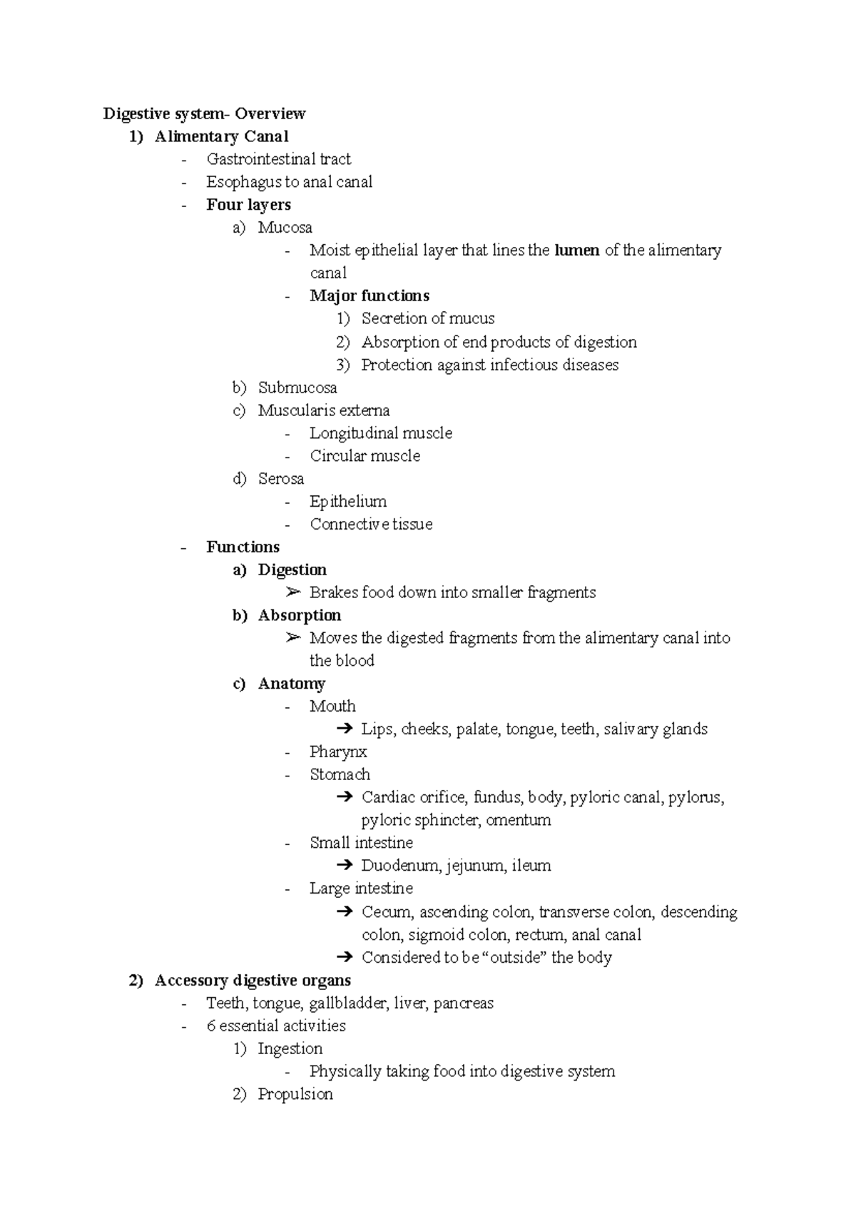 Introduction to Nutrition: Digestive System Overview (BIO 101) - Studocu