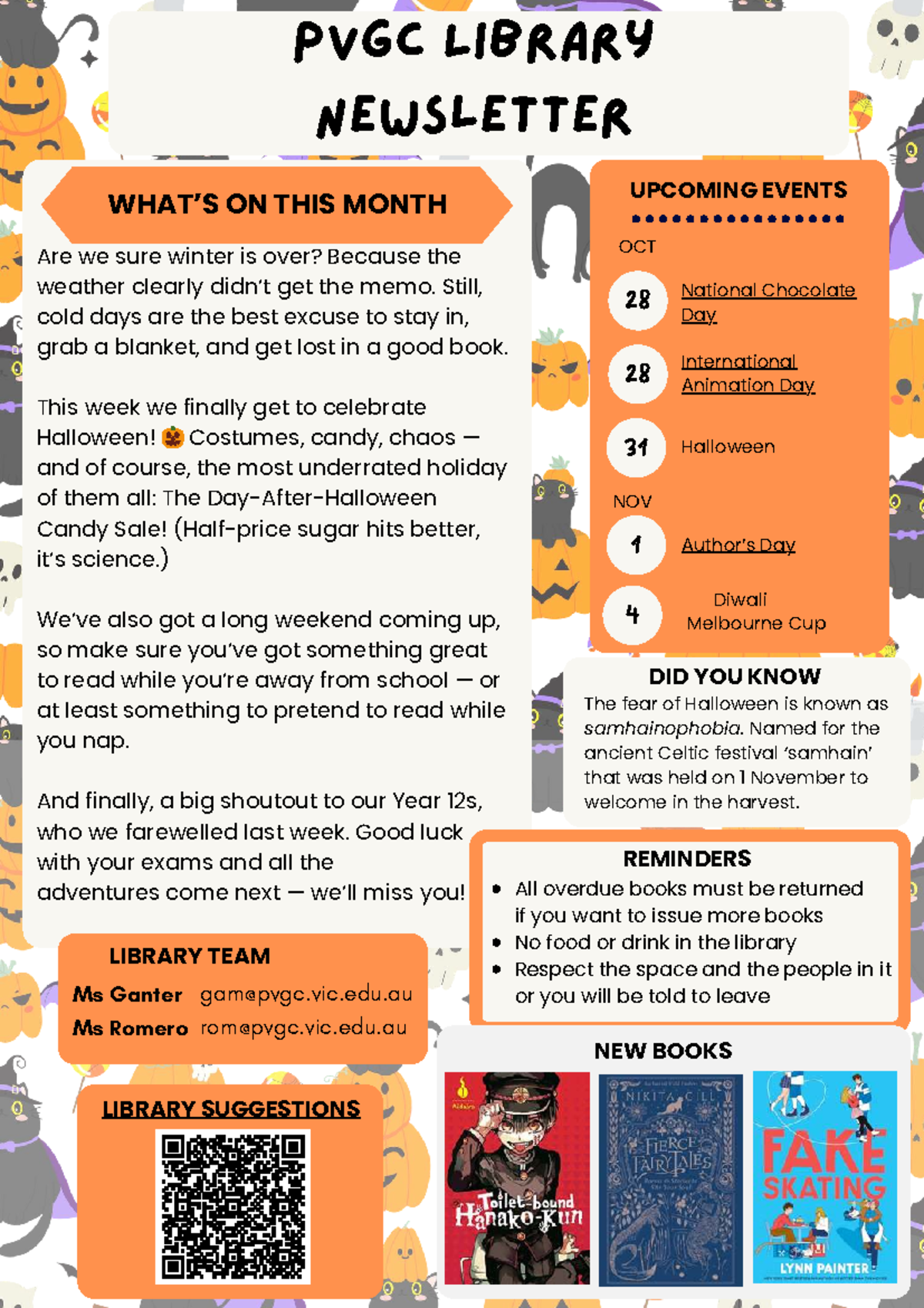 PVGC Library Newsletter - Term 4 Week 4 Highlights - Studocu