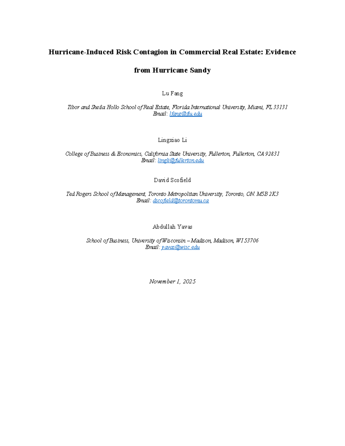 Risk Contagion in CRE Post-Hurricane Sandy: Insights from SSRN-4921589 ...