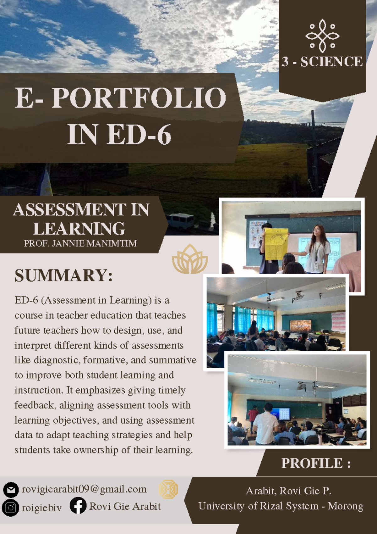 3 SCIENCE PORTFOLIO: ASSESSMENT IN LEARNING (EDUC 101) - Studocu