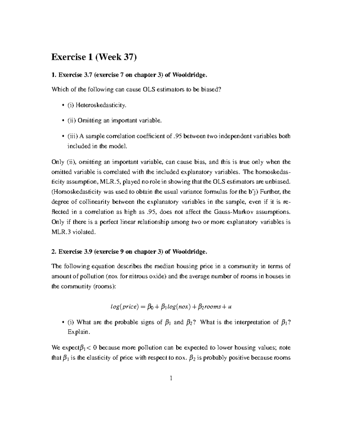 Exercise 1 solution - Exercise 1 (Week 37) 1. Exercise 3 (exercise 7 on ...