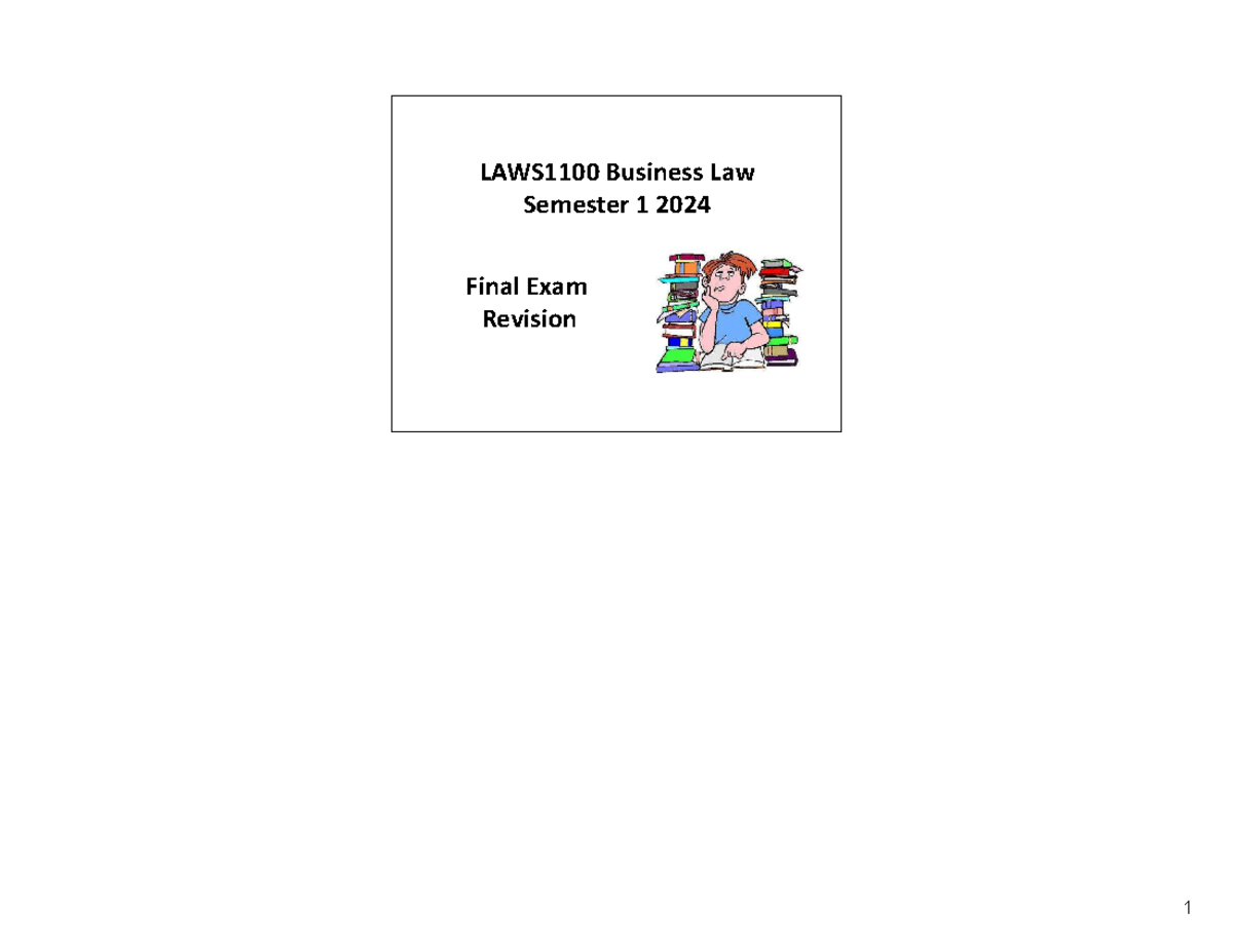 LAWS1100 Final Exam Revision Guide – Semester 1, 2024 - Studocu