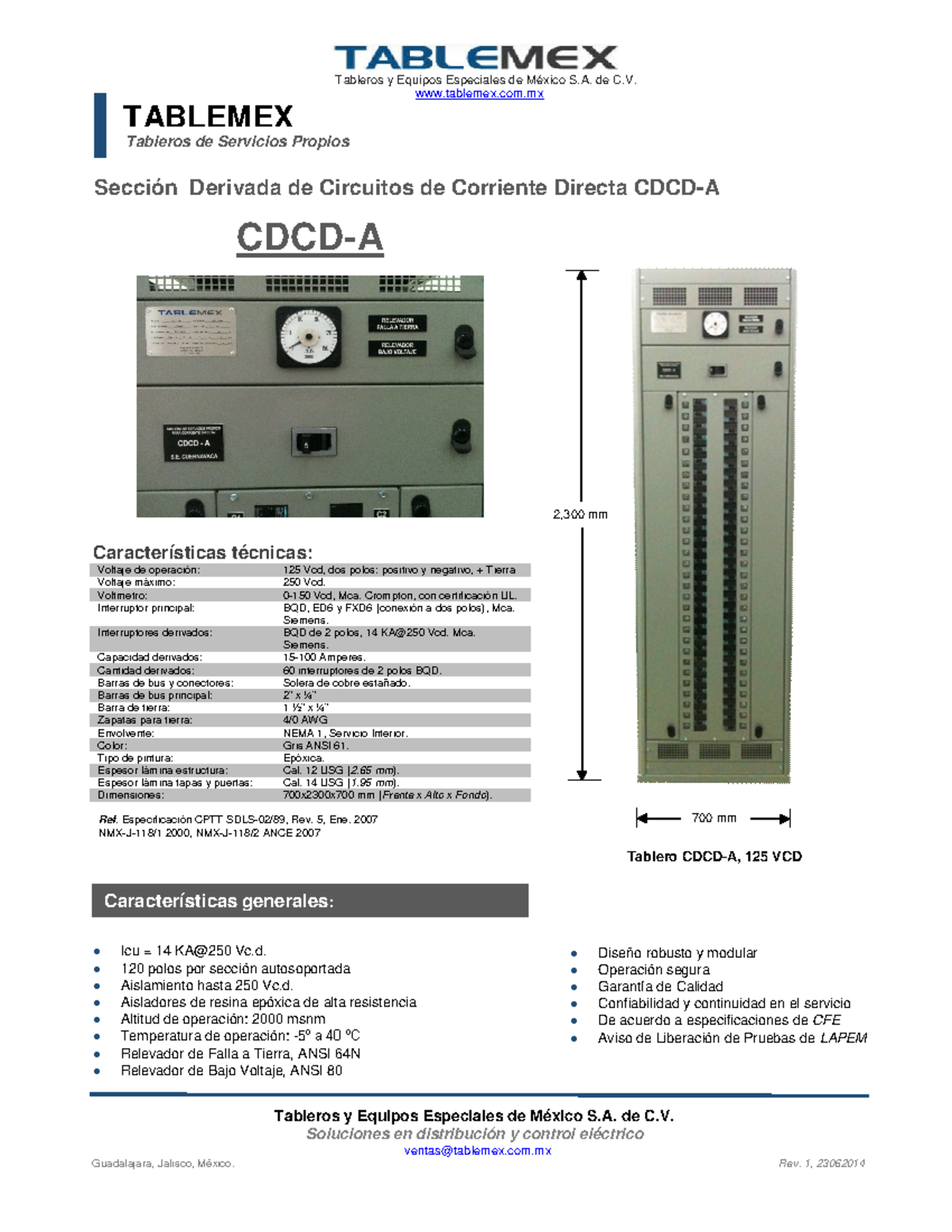 Ficha Técnica del Tablero CDCD-A: Características y Especificaciones ...