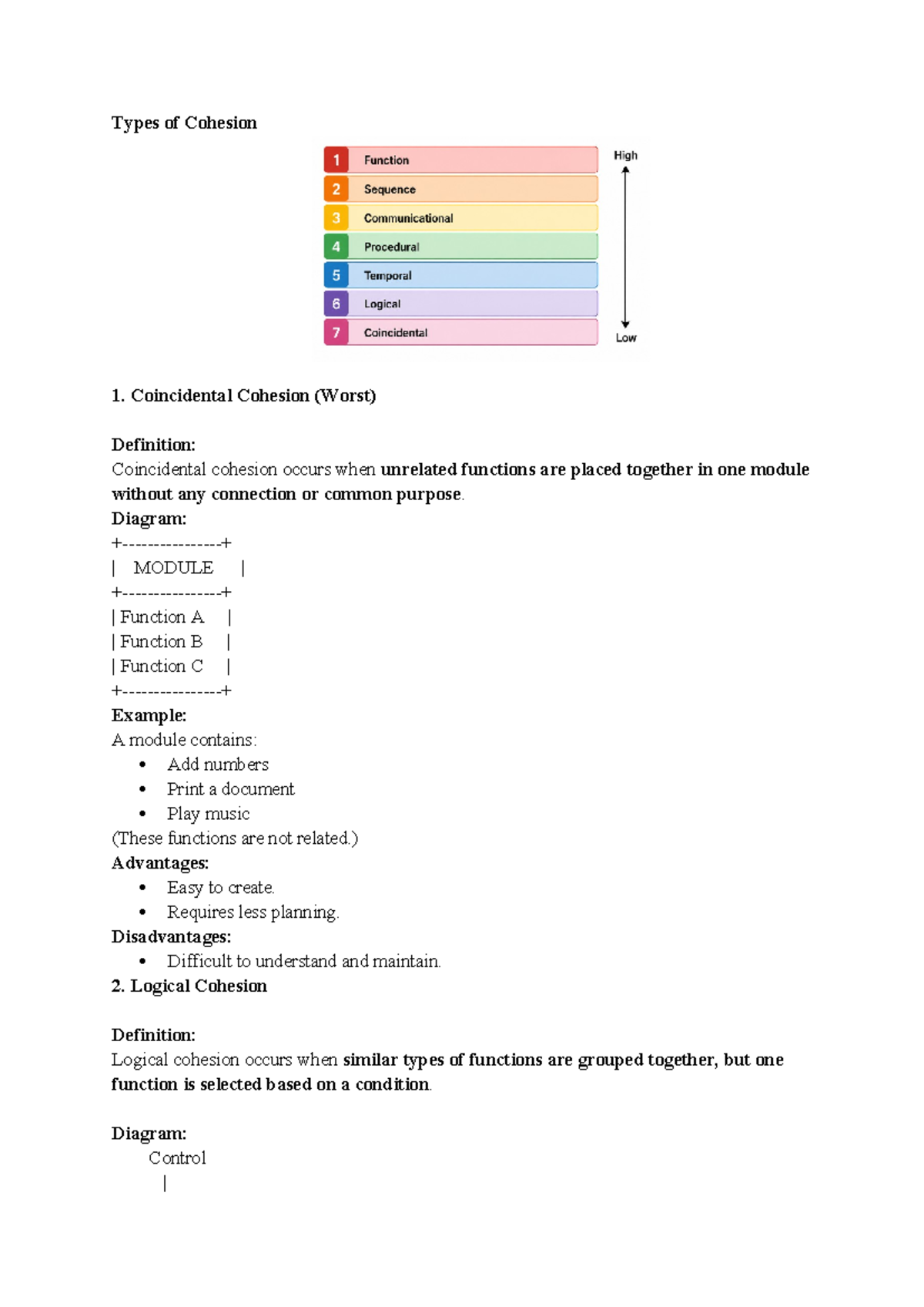 UNIT III - DATA STRUCTURE NOTES: Types of Cohesion Explained - Studocu