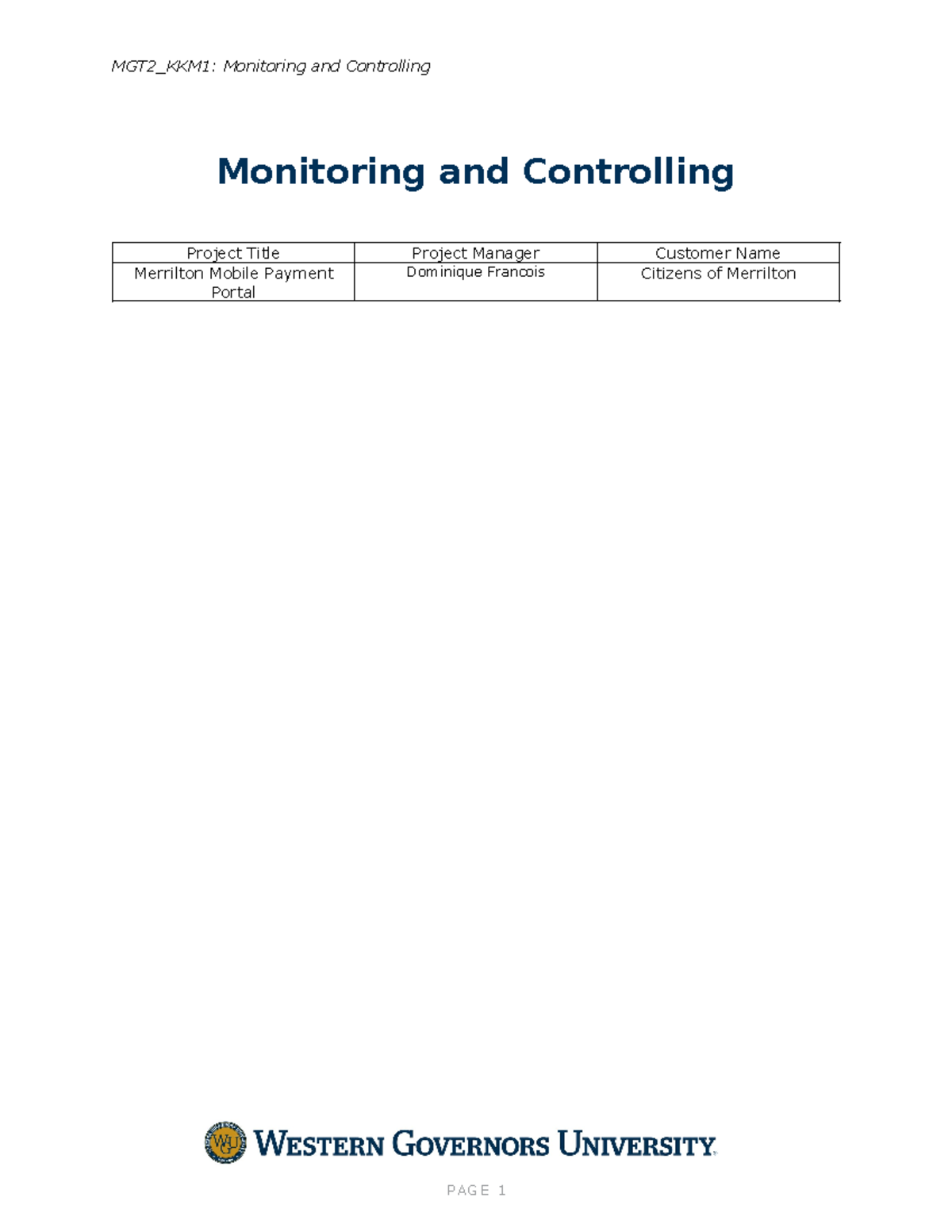 MGT2 Final Exam: Monitoring & Controlling Project Strategies - Studocu
