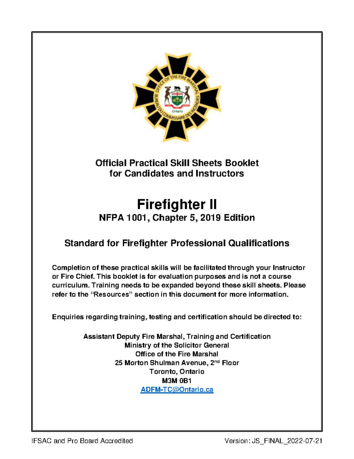 NFPA 1001-2019 - OFM - Firefighter II Practical Skills Booklet - Studocu