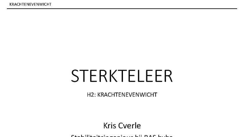 KRACHTENEVENWICHT H2: Evenwicht en Krachtenanalyse Oefeningen - Studocu