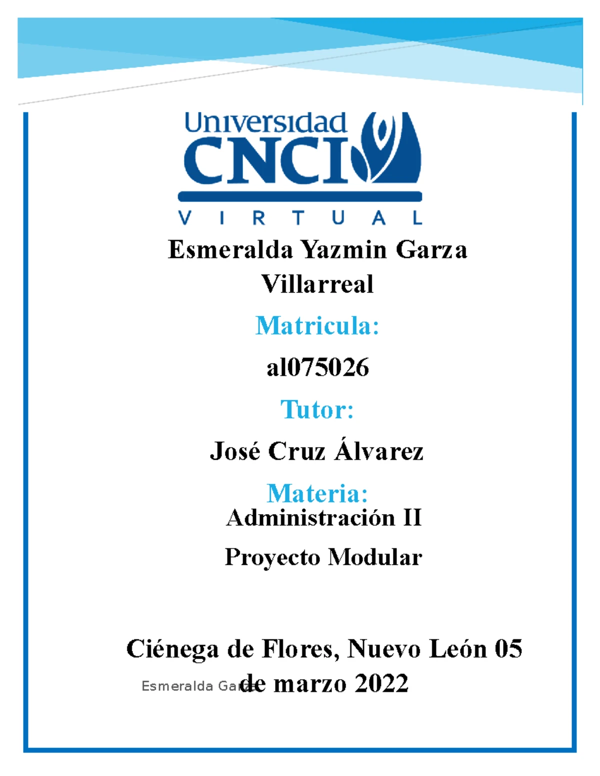 Administracion 2 proyecto modular - Proyecto modular ####### Universidad virtual CNCI ...