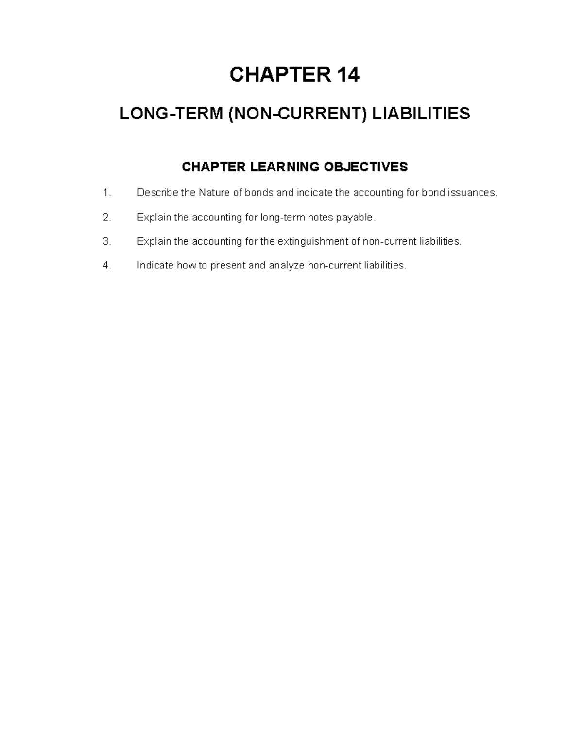 CHAPTER 14 NON CURRENT LIABILITIES: ACCOUNTING FOR BONDS AND NOTES ...