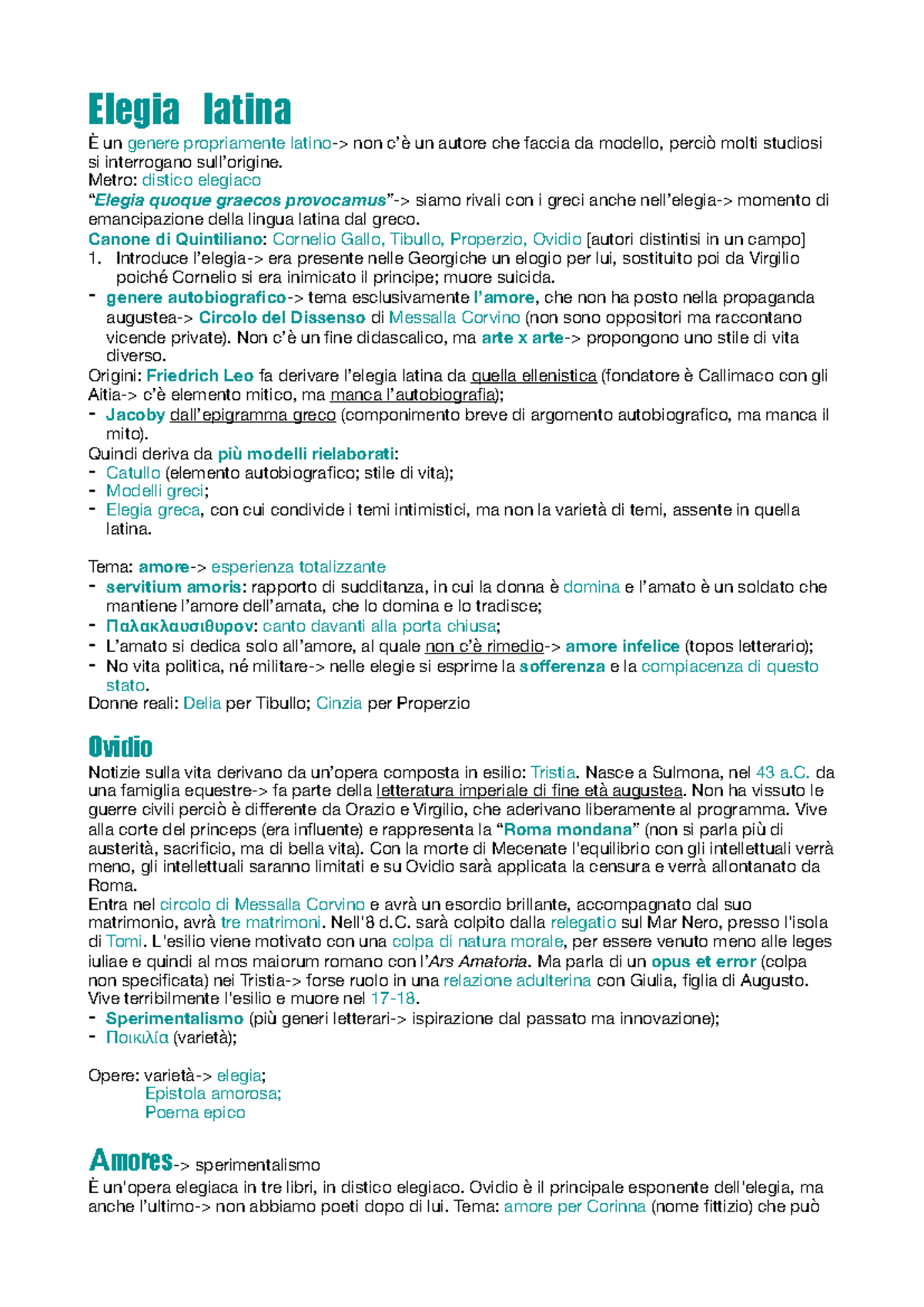 Elegia Latina: Analisi e Riflessioni sul Genere e i Poeti (Latino 5a ...
