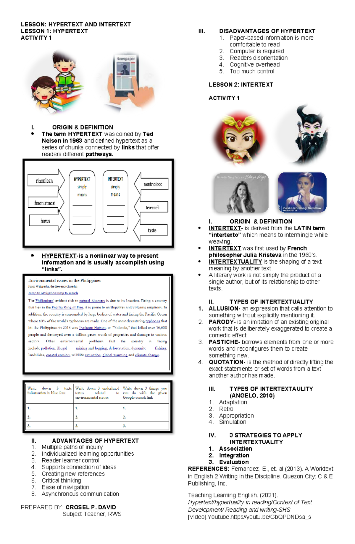 RWS Lesson Notes: Hypertext & Intertext Overview - Studocu