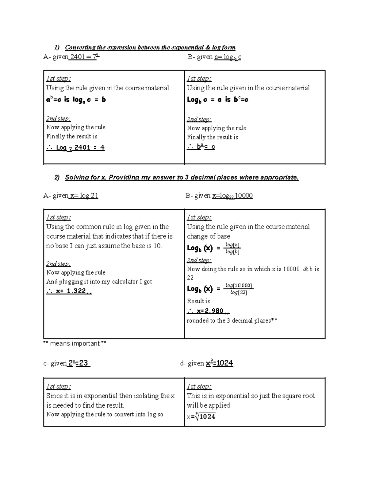 Unit 2 Assignment - Logarithmic Transformations & Exponential Equations ...