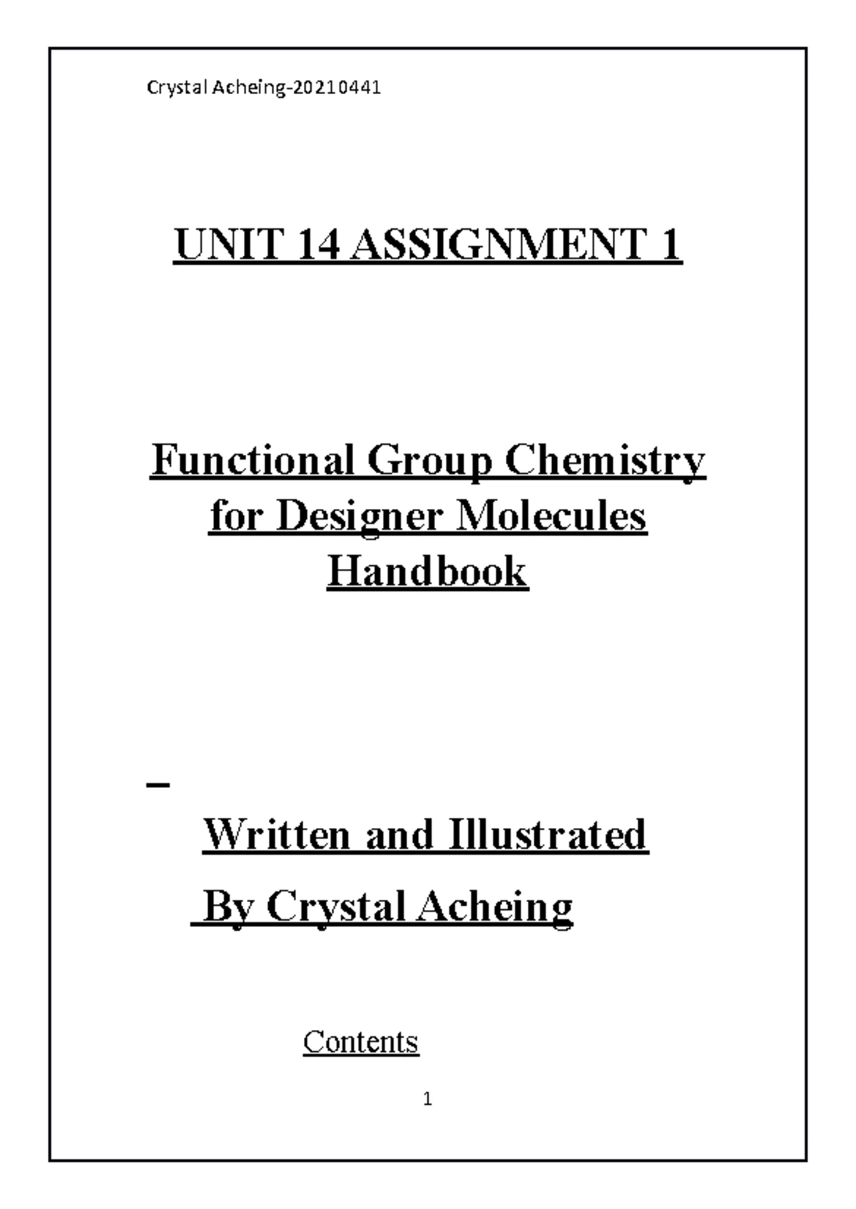 Unit 14 Assignment A: Functional Groups & Mechanisms in Organic Chemistry - Studocu