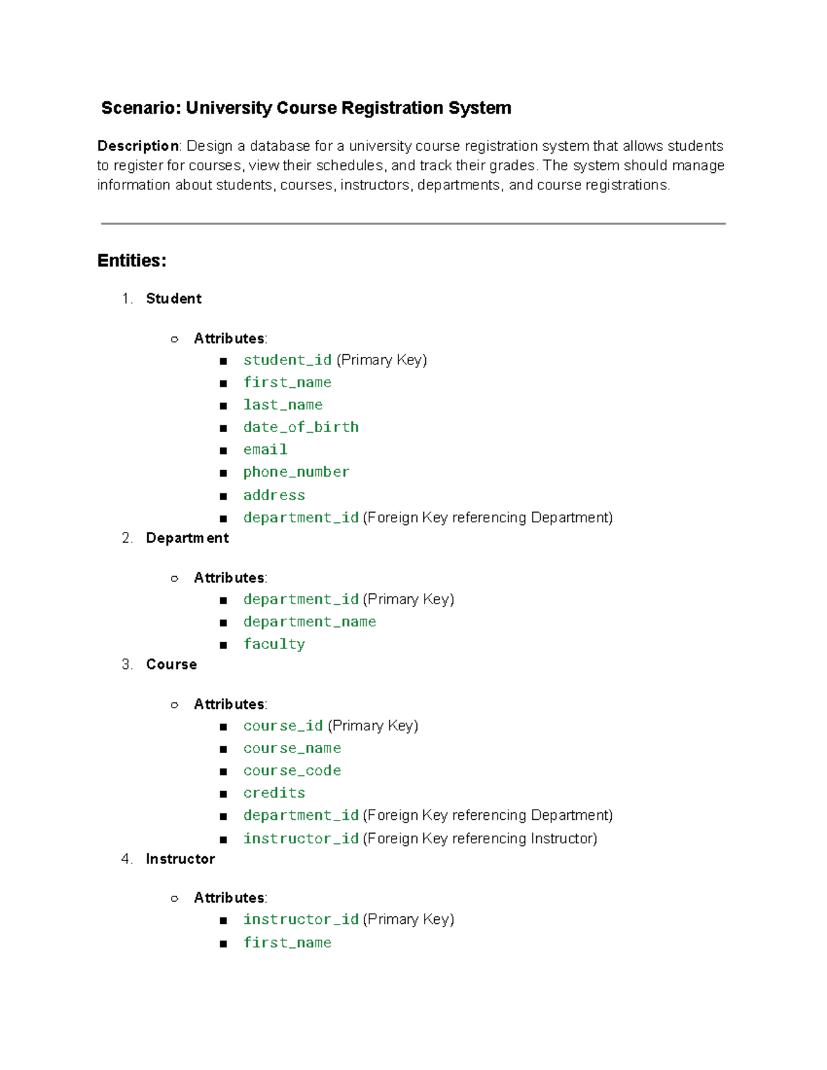 University Course Registration System: ERD & SQL Schema Design - Studocu
