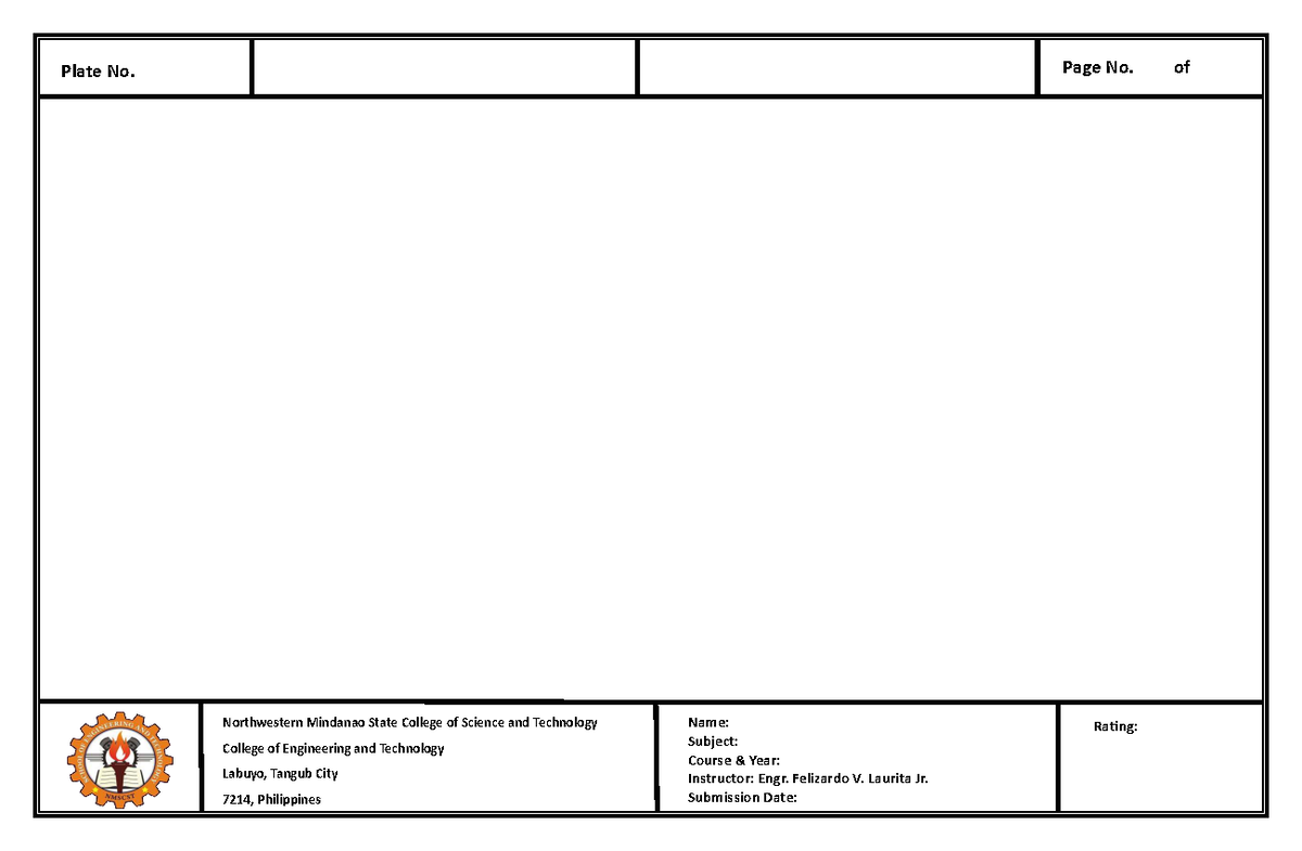 Format for Metrology Plates - Bachelor of Engineering Technology ...