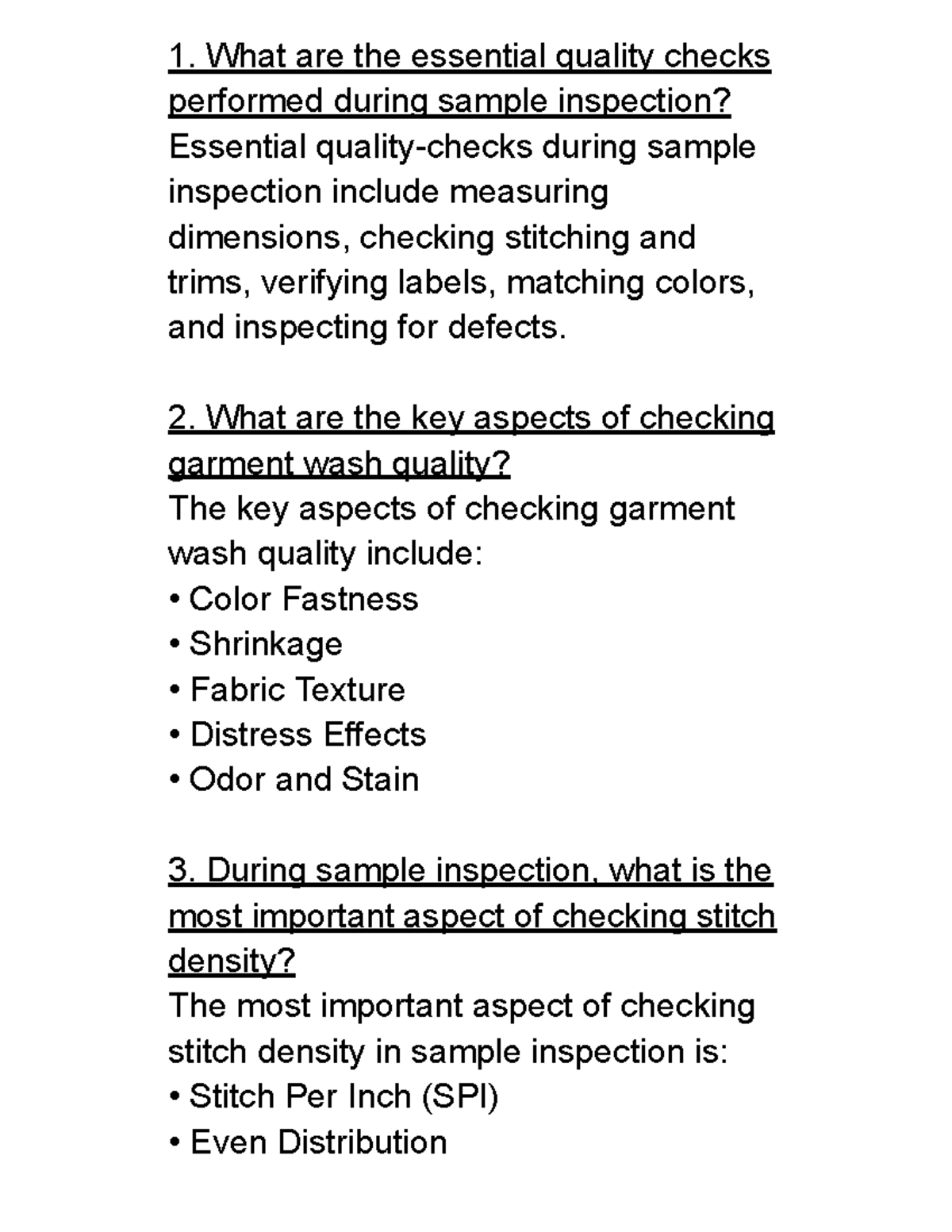 RMG 101: Essential Quality Checks & Inspection Techniques - Studocu