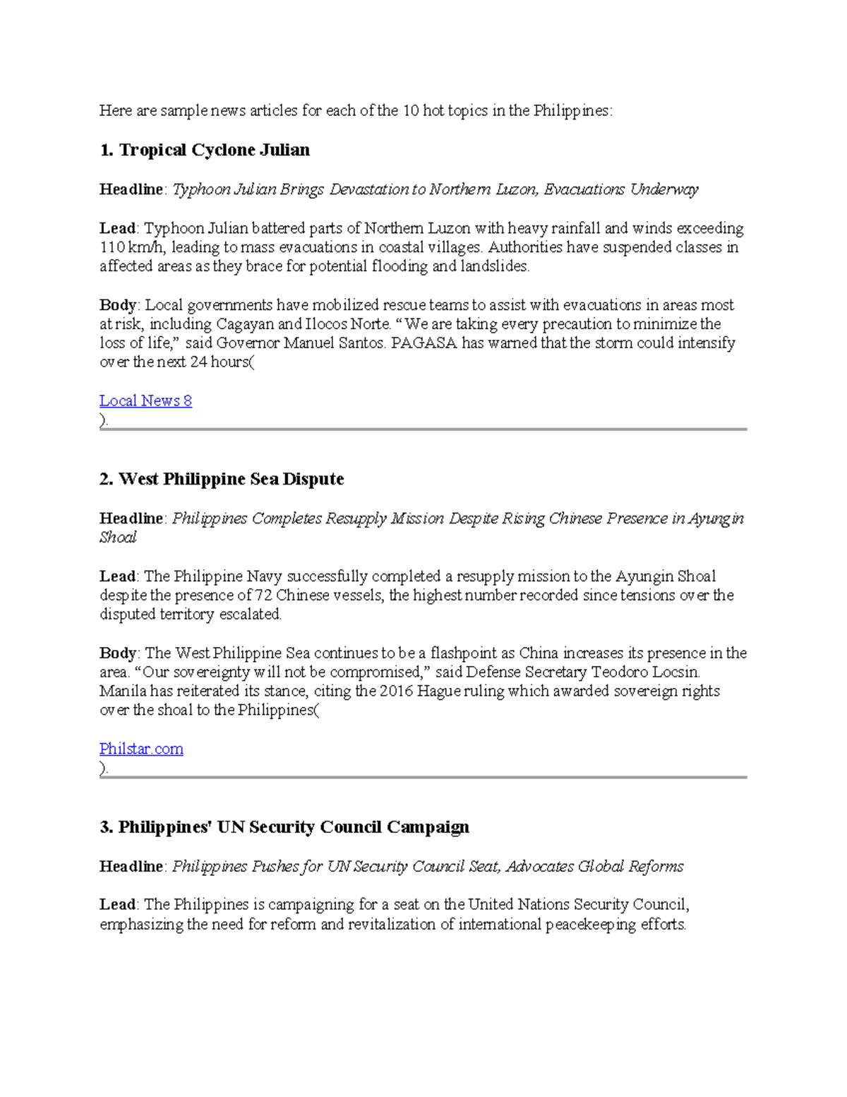 Sample News Writing Articles on Key Issues in the Philippines - 2024 ...