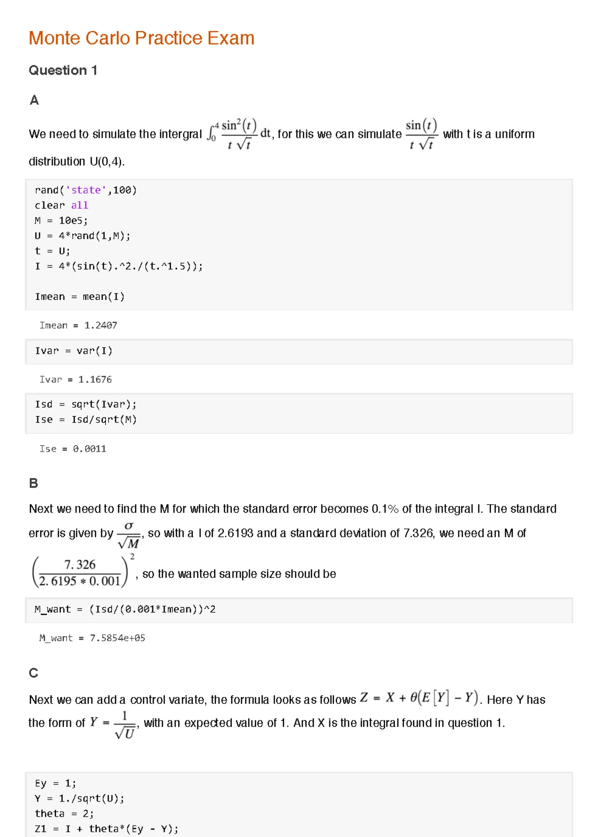 WI3425 Monte Carlo methods exam instructions - EXAM Monte Carlo methods ...