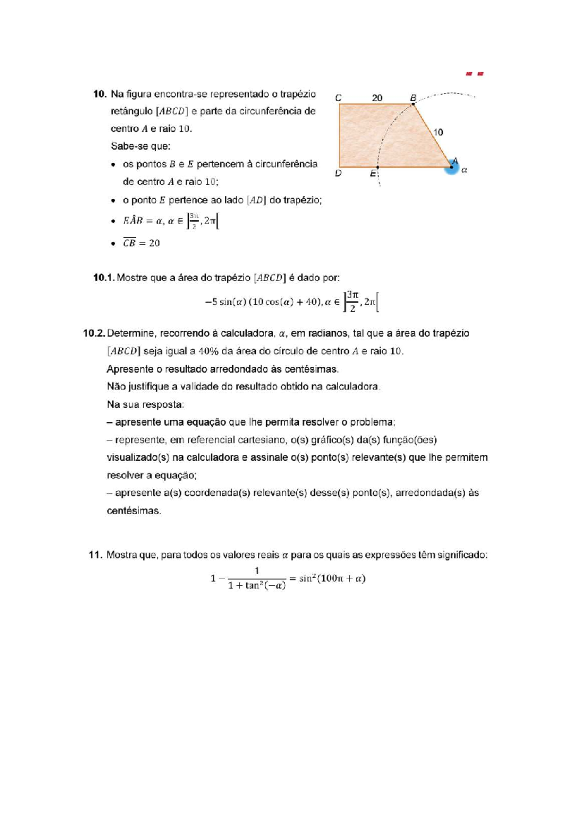Revisões de Trigonometria e Produto Escalar - Cálculos e Exercícios ...