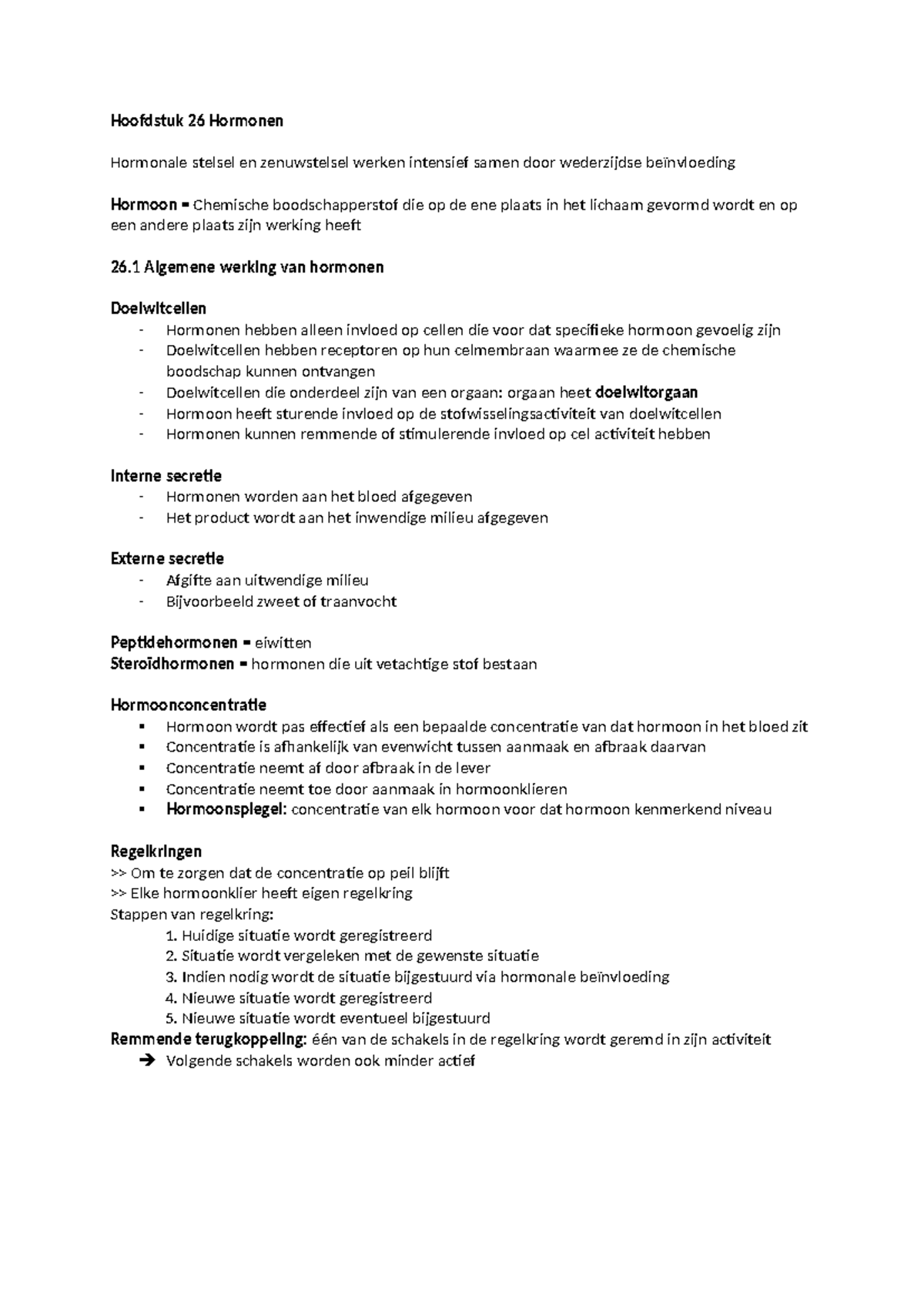 Samenvatting Anatomie - Centrale Zenuwstelsel en Hormonen (Hoofdstukken ...