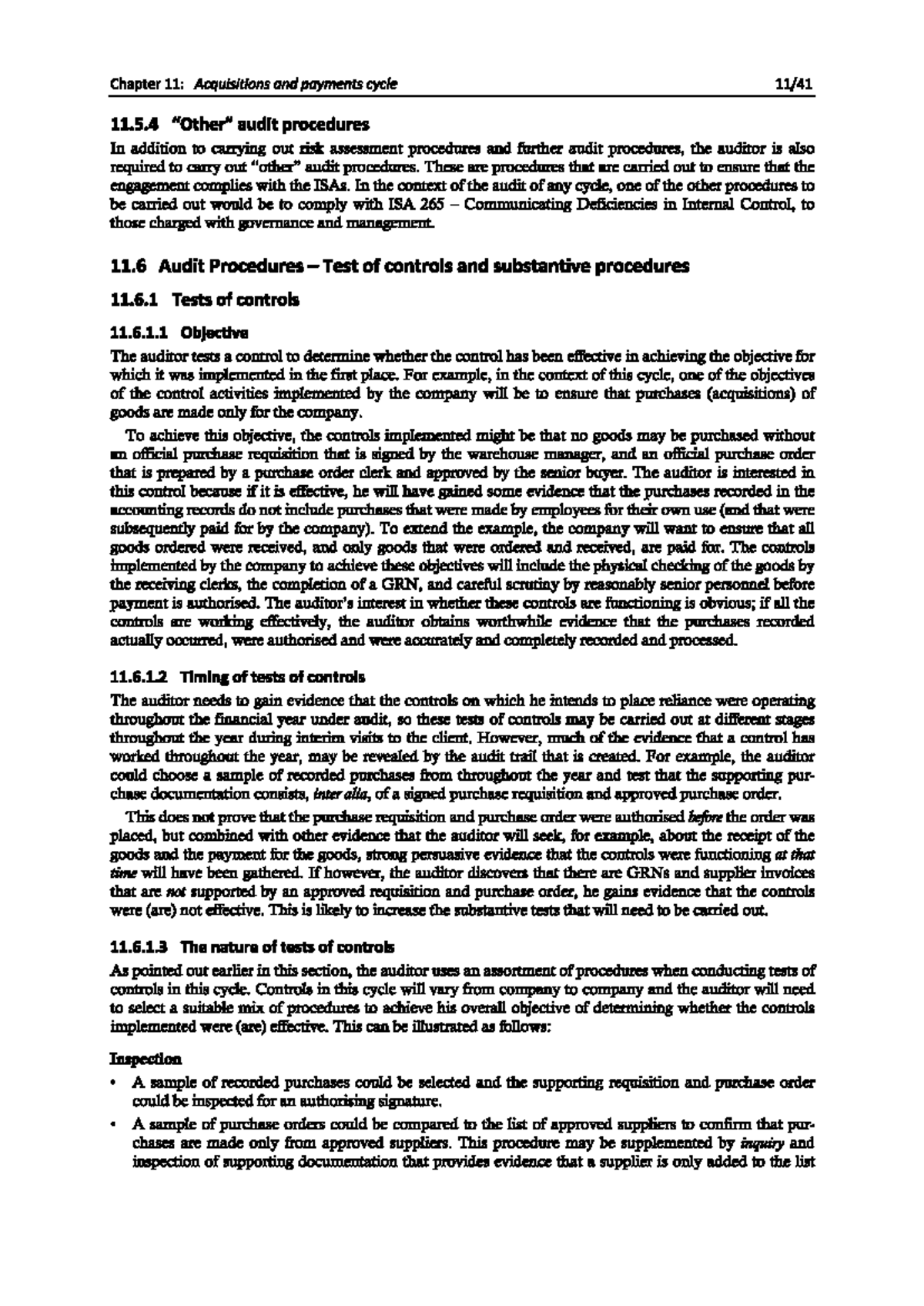 Chapter 11: Acquisitions & Payments Cycle - Audit Procedures Overview ...