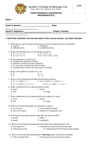 GEd 102 Mathematics in the Modern World - ####### MATHEMATICS IN THE ...