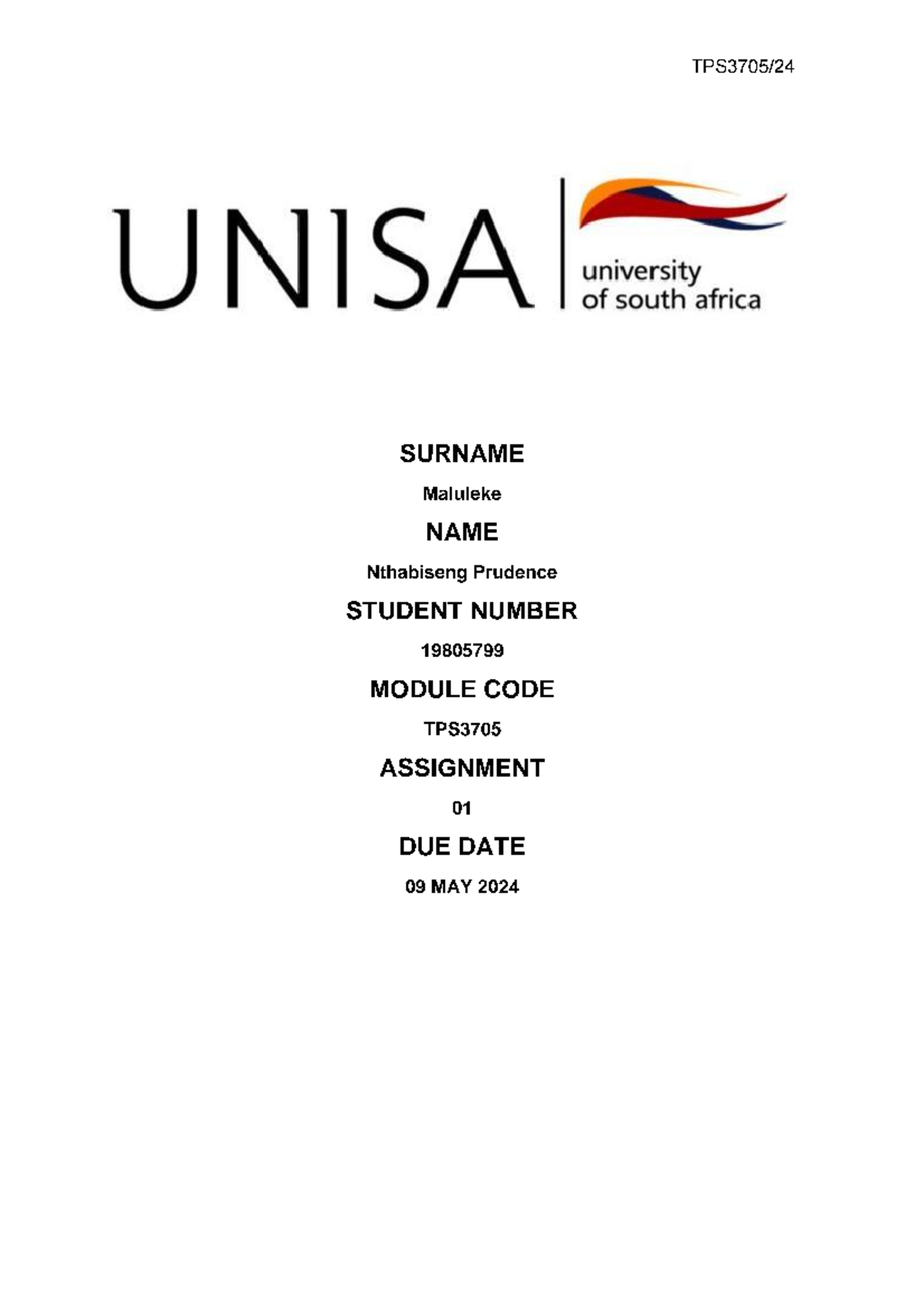 TPS3705 Assignment 1: Teaching Practice Placement Guide 2024 - Studocu