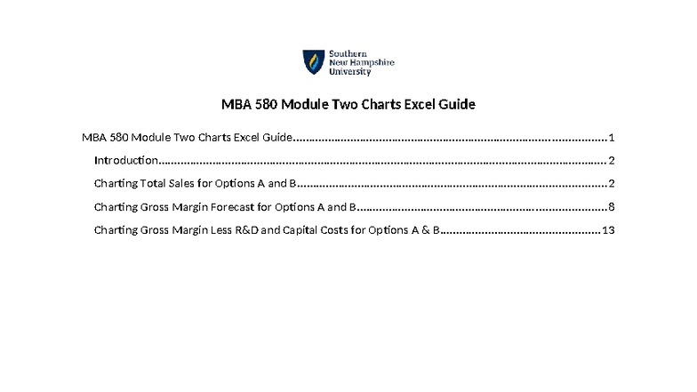 MBA 580 Module Two Excel Guide: Creating Financial Comparison Charts ...