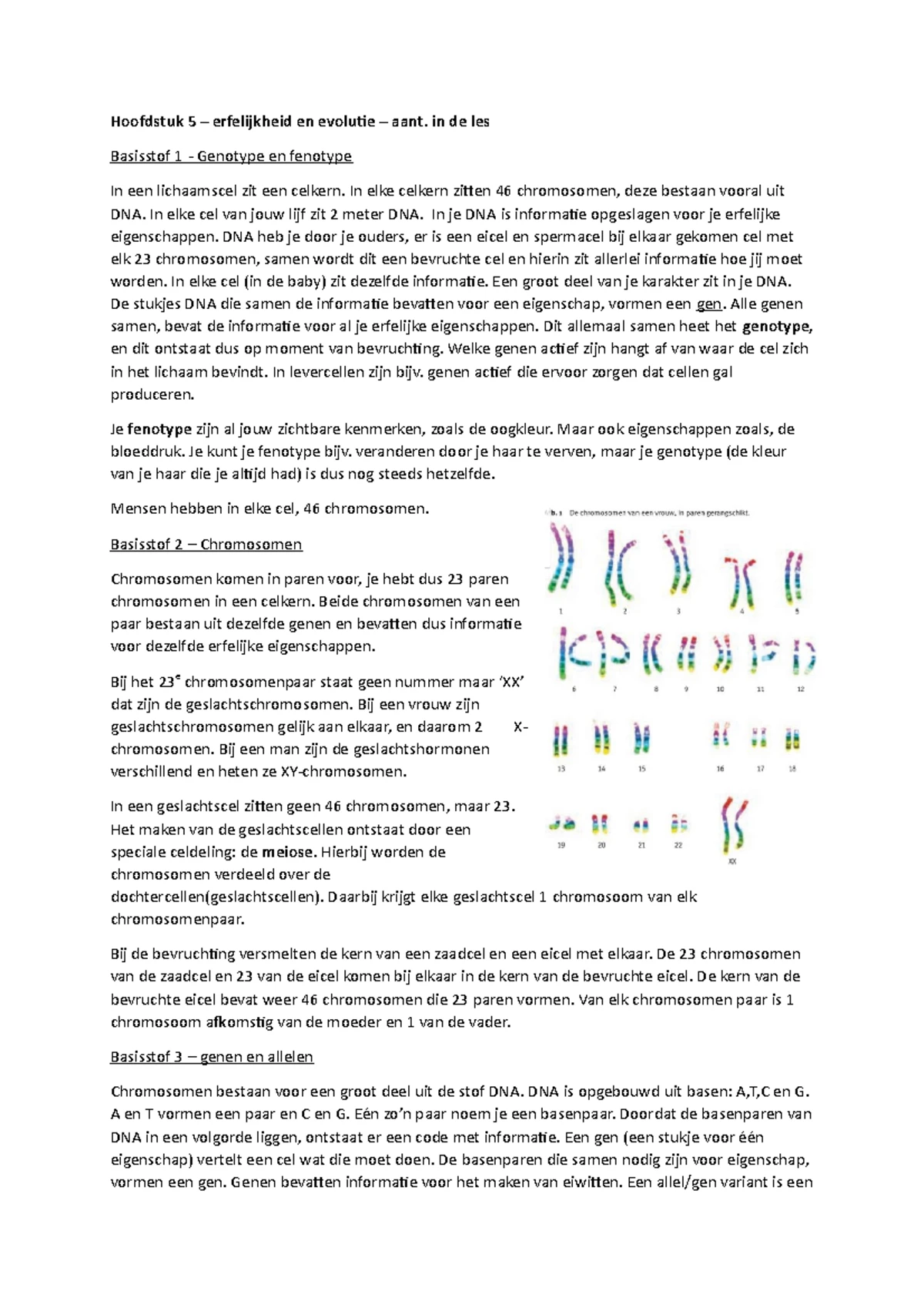 Hoofdstuk 5: Erfelijkheid en Evolutie – Genotype, Fenotype en ...