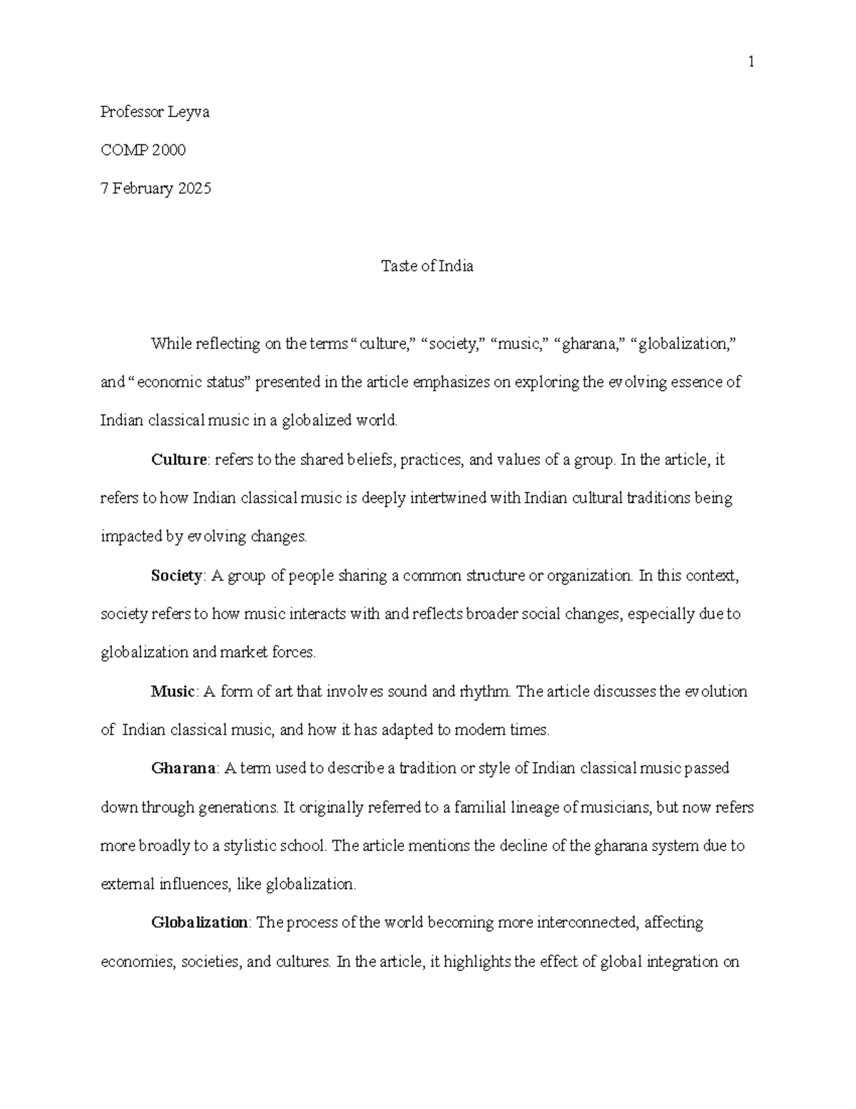 Exploring Indian Classical Music in a Globalized Context - COMP 2000 ...