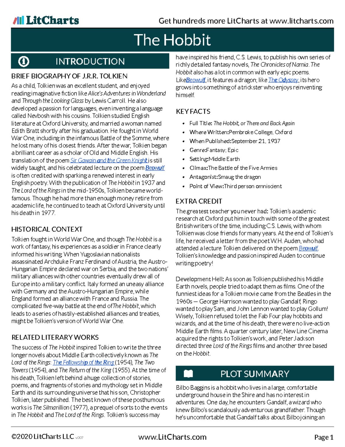 The Hobbit: A Comprehensive Literary Analysis and Study Guide - Studocu