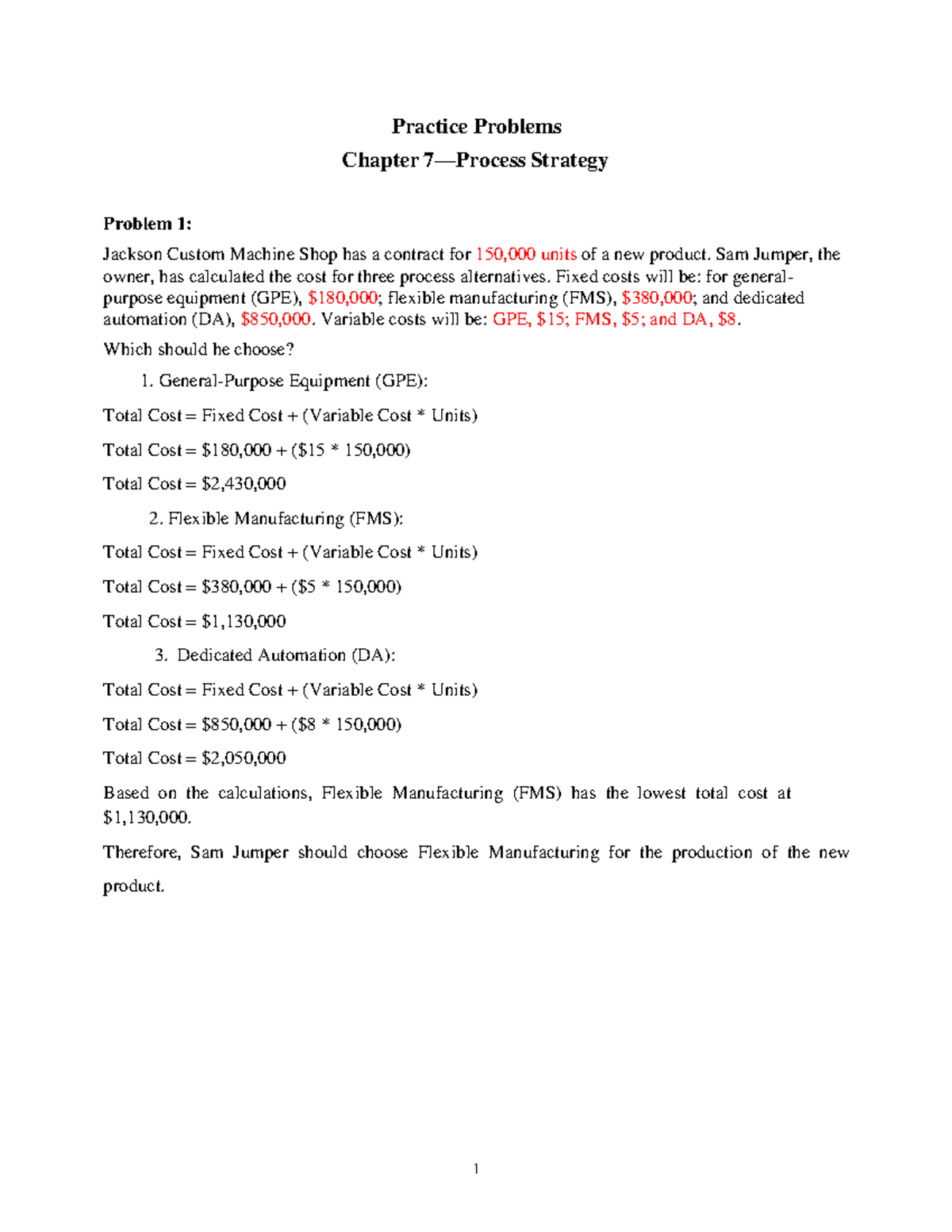 B6 Problemas Matematicos DE Procesos - 1 Practice Problems Chapter 7 —Process Strategy Problem 1 ...