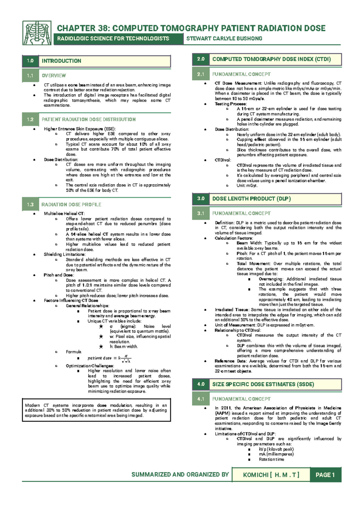 CHAPTER 38: PATIENT RADIATION DOSE IN CT - BUSHONG RADIOLOGIC SCIENCE ...