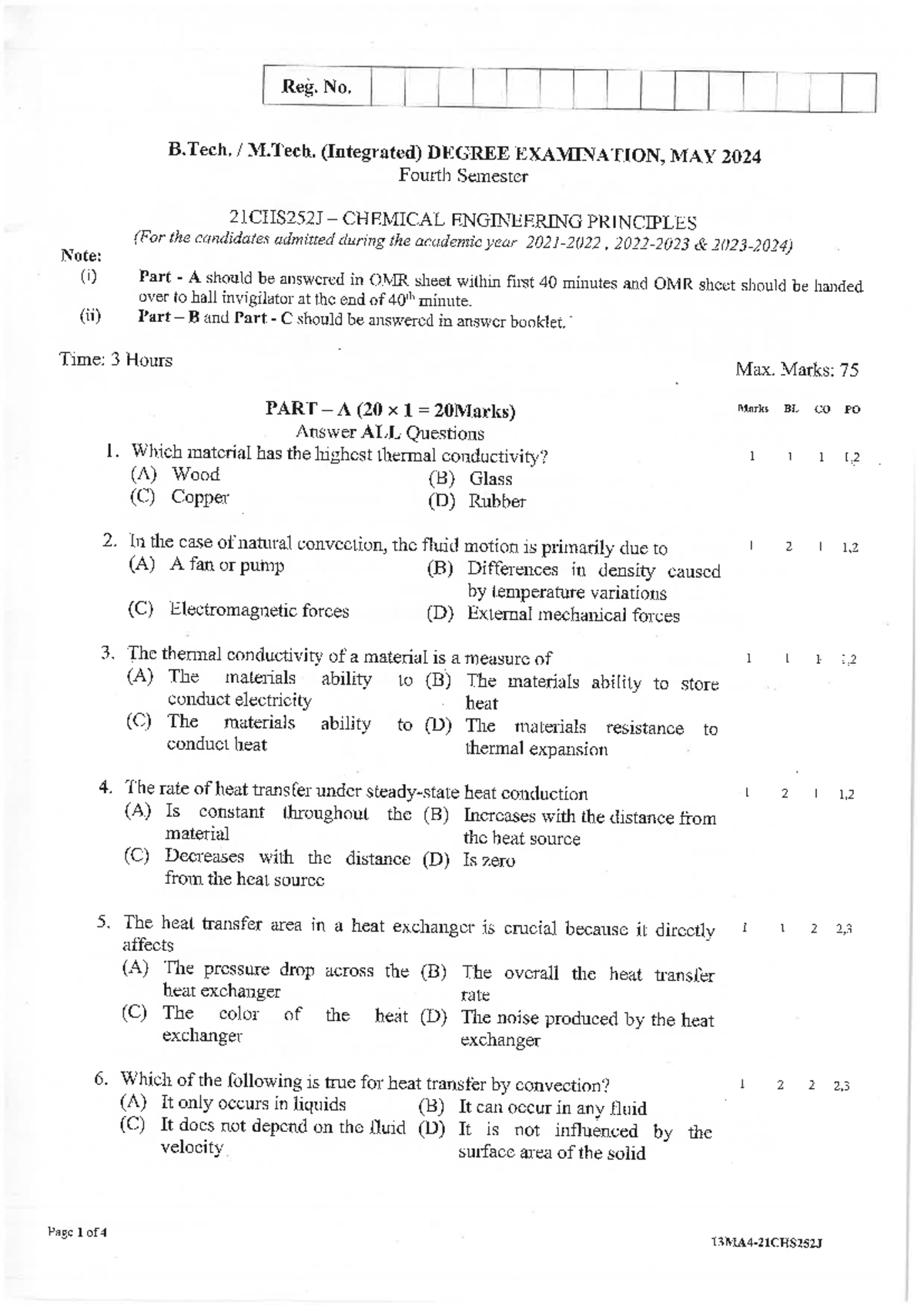 B. Tech. M.Tech. (Integrated) 21CHS252J Chemical Engineering Principles ...