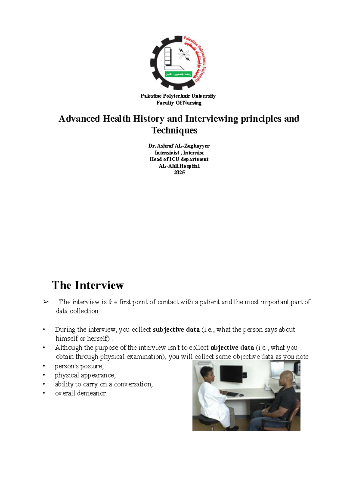 Advanced Health History Techniques - Nursing 2025 - Studocu