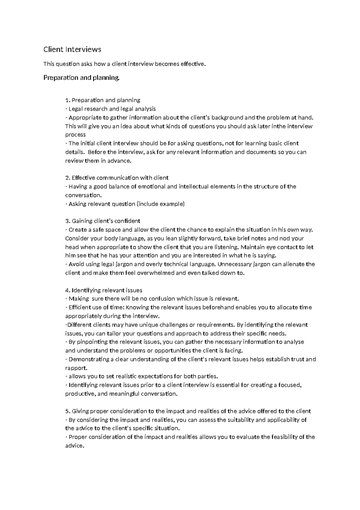 Client Interview - at your own risk - Client Interviews This question ...