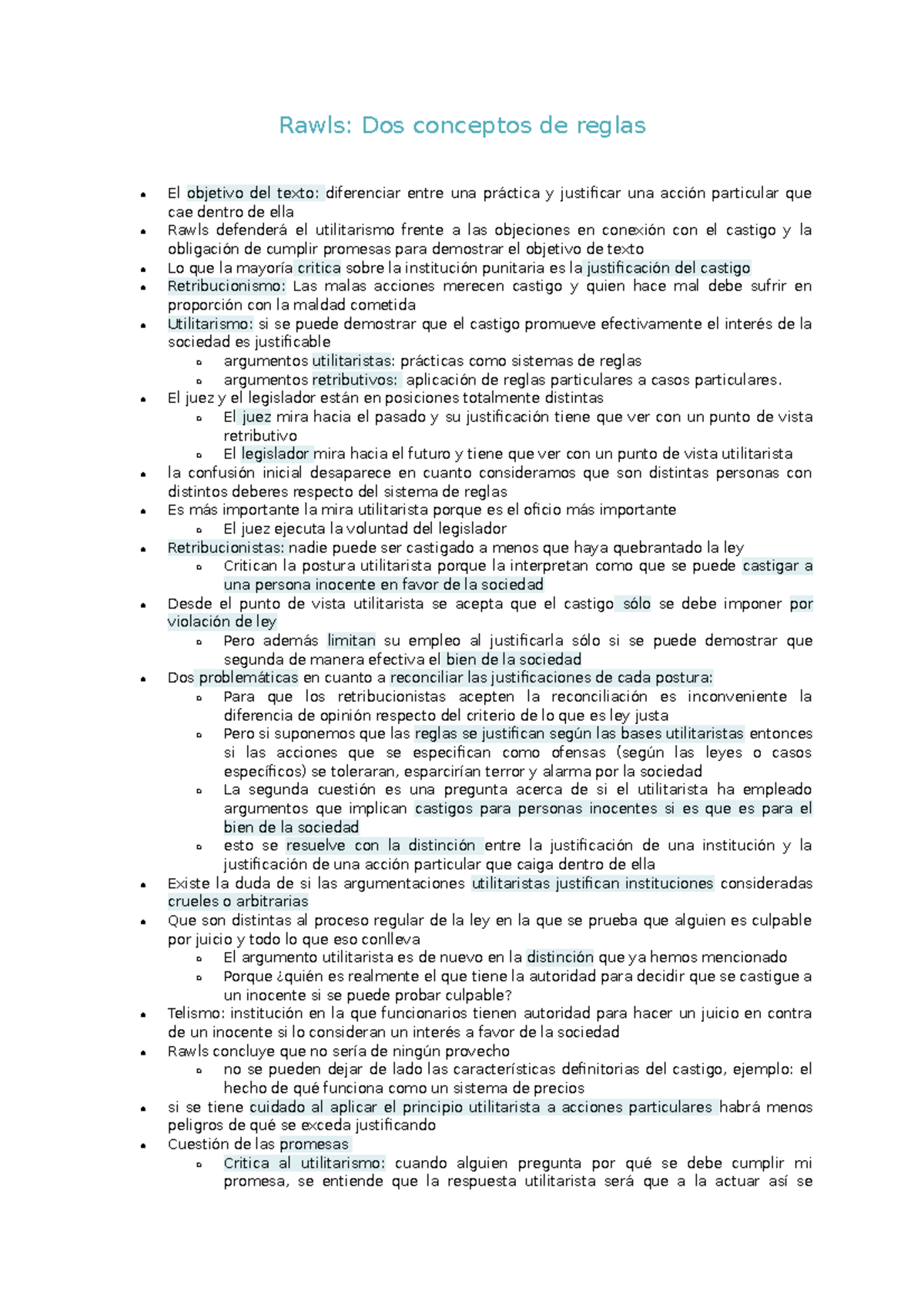 Rawls Dos conceptos de reglas resumen - Rawls: Dos conceptos de reglas El objetivo del texto ...