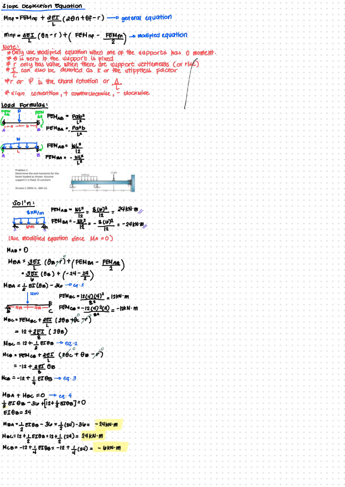 3 Moment Equation: Slope Deflection Method for Beam Analysis - Studocu