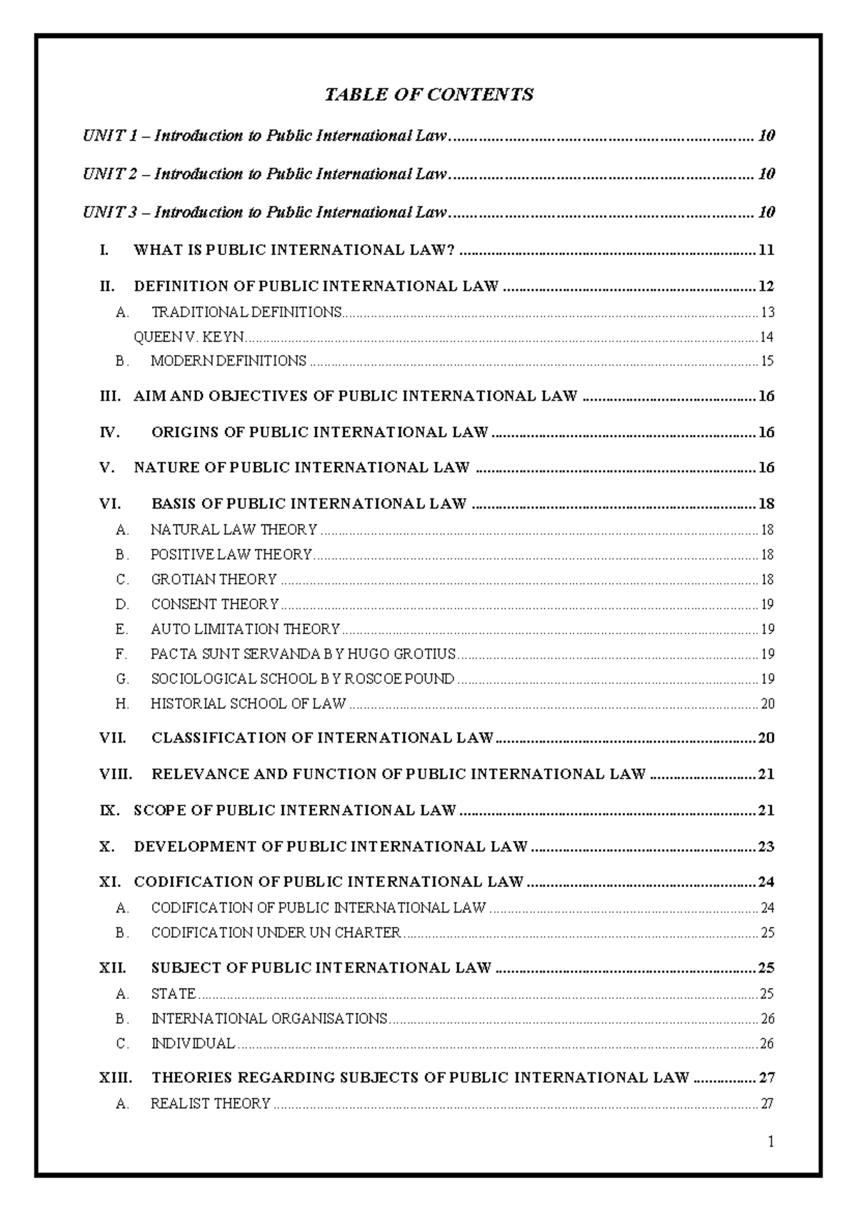 Public International Law Notes (Course Code: PIL101) - Studocu
