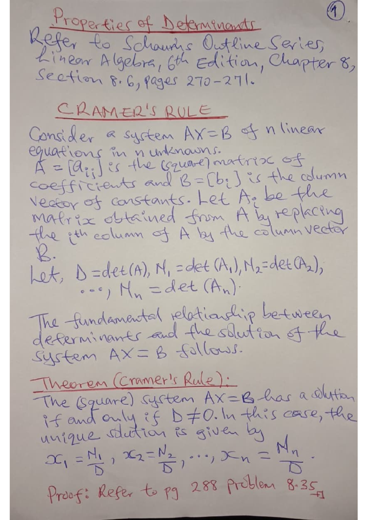 MATH 1205 Linear Algebra: Properties of Determinants Lecture 2 - Studocu