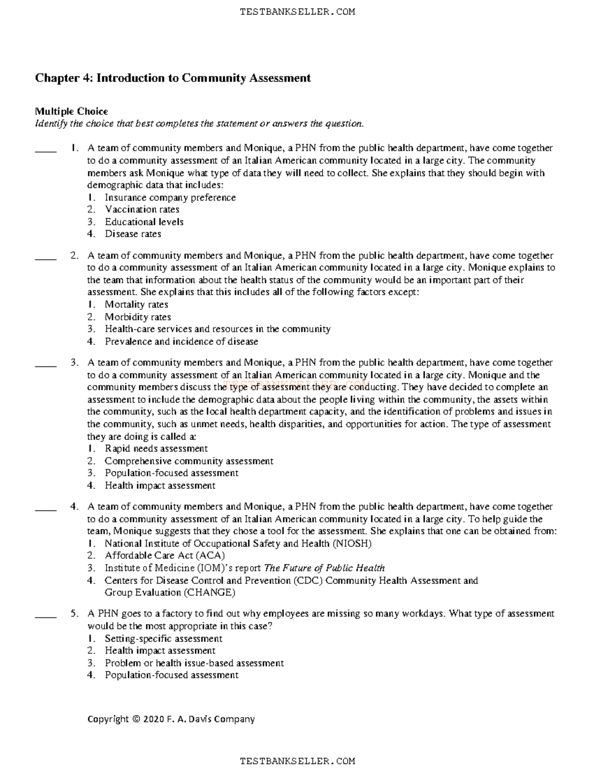 Community Assessment Practice Questions - Chapter 4 Guide - Studocu