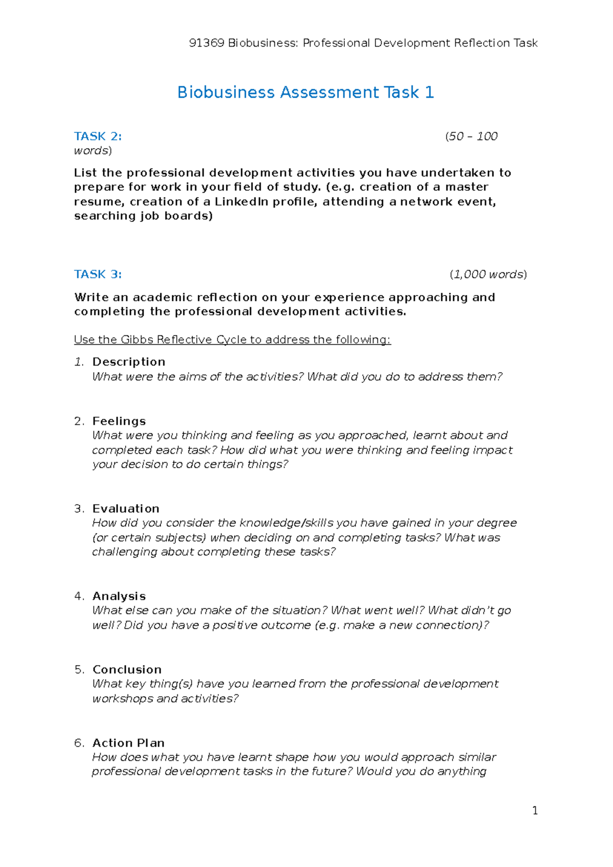 91369 Biobusiness: Reflection on Professional Development Activities ...